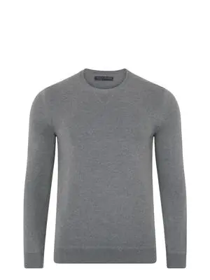 PAUL JAMES KNITWEAR Midweight Cotton Beckham Knitted Sweatshirt - Grey