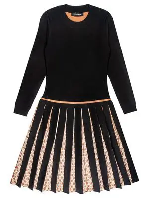 ROCH PEREL Tan & Jacquard Knit Dress - Black