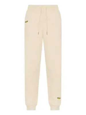 INGMARSON Neutrals Bee Embroidered Organic Cotton Joggers - Beige