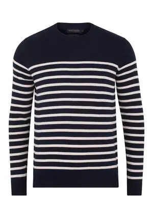 PAUL JAMES KNITWEAR Breton Striped Fine Knit Sweater - Blue