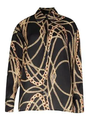 CIRCULAR PATH Black / Gold Long Sleeve Oversized Shirt Black-gold Chains - Black/gold