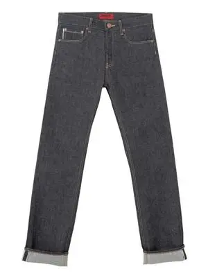 DIN & DEEN Regular Fit Raw White Selvedge Denim Jeans Katana Collection - Grey