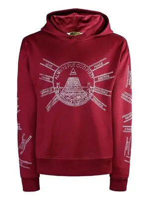 MIRACLES MANIFESTER God First Affirmation Hoodie With Rhinestone Design Bordeaux - Red