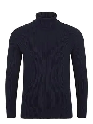 PAUL JAMES KNITWEAR Bernard Ribbed Roll Neck Jumper - Blue