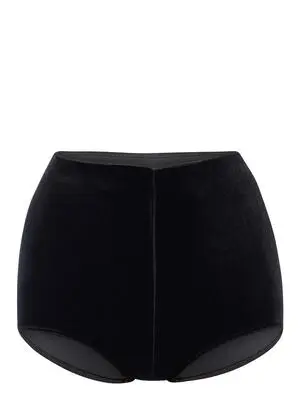 LIA ARAM High-waisted Velvet Shorts - Black