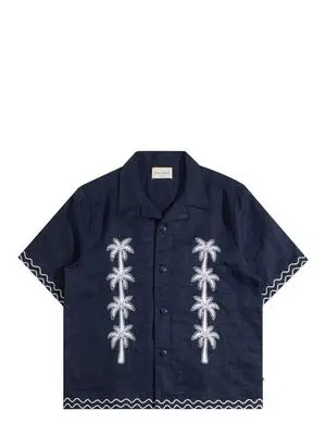 FAR AFIELD Veloso Palm Appliqué Shirt - Blue