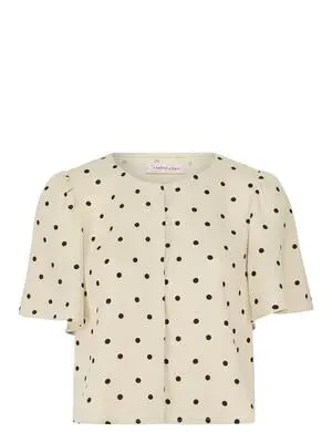 TRAFFIC PEOPLE Neutrals / Spanish Harlem Cream And Polka Dot Daisy Top - Black