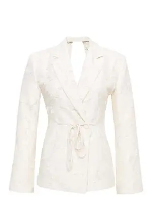 Sélone Jora Fringe Open-back Blazer / Cream - White