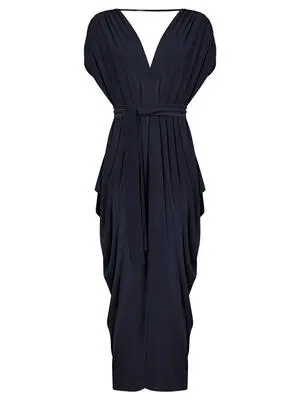 JAMES LAKELAND Draped Open-back Midi Dress – Navy - Blue