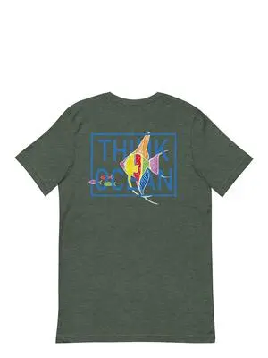 ANCHOR & CREW Forest Think Ocean Fish Fluorescence Cotton Embroidered T-shirt - Green