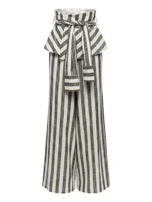 MIRIMALIST Sleeves Striped Maxi Pants - Grey
