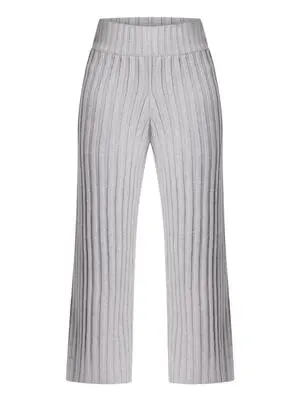 KNOWN SUPPLY High Waisted Crop Sweater Pants Jewel Heather - Grey