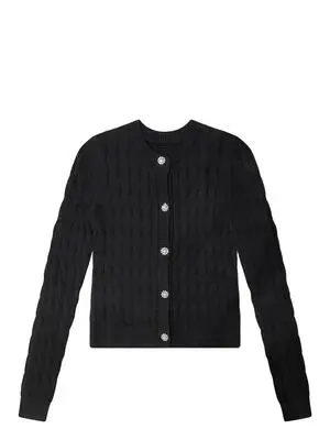 ROCH PEREL Black / Silver Black Jewel Buttoned Cable Cardigan - Black/silver