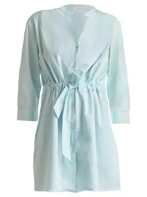 REISTOR Short Tie Waist Dress In Summer - Blue