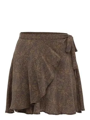 MISHA VAIDYA Kauai Silk Mini Wrap Skirt - Green