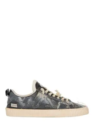 SPRINGA | UNIQUE VULCANIZED SNEAKERS ITALIAN HANDMADE Wavy Leather Embroidery Vintage Sneakers - Black
