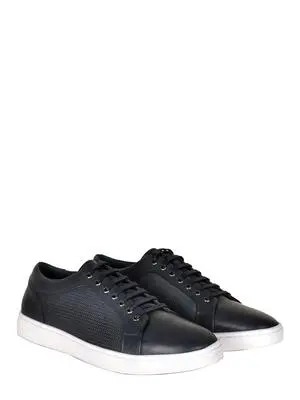 DAVID WEJ Bradford Leather Sneakers- Navy - Blue