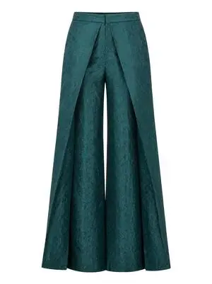SILK AND BEARS Ophelia Teal Dynasty Wide Leg Palazzo Trouser - Green
