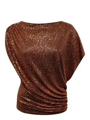 ME & THEE Neutrals Lend An Ear Copper Sequin Top - Brown
