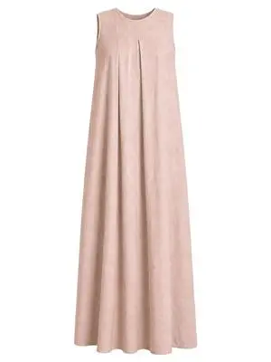 NIKKA PLACE Summer Linen Sleeveless Beach Dress In Peach Color - Pink