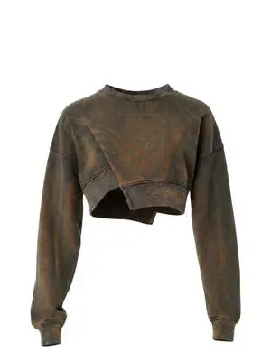 GAO REPUBLIC Neutrals Sweatshirt Cropped With Asymmetric Hem Jersey Acid - Brown