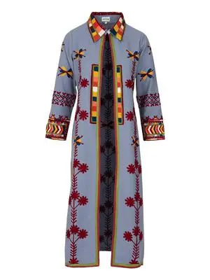 ANTRA DESIGNS The Steel Aztec Coat - Blue