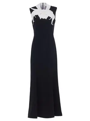 JULIA ALLERT Evening Maxi Dress With Floral Neckline - Black
