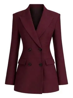 ICON LEVA Kaia Tailored Double Breasted Blazer Jacket Burgundy - Brown