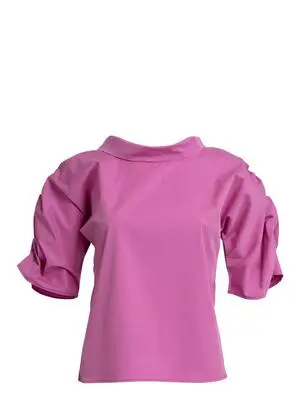 BIANCA POPP Puff Blouse With Collar In Cotton Mix - Pink