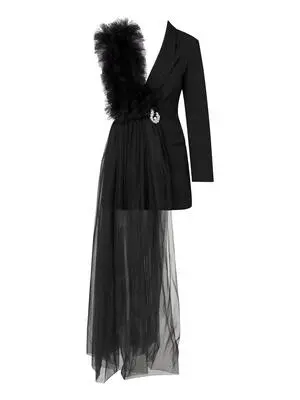 LIA ARAM Blazer With A Deconstructed Twist Black