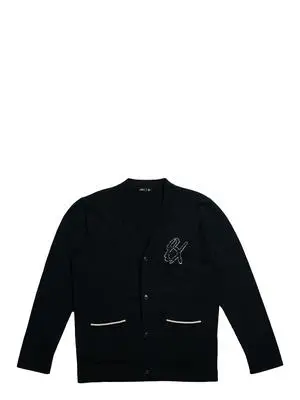 EIGHT X Varsity Knit Long Sleeve Button-up Cardigan - Blue