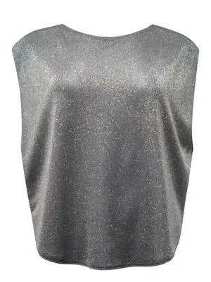 ME & THEE Silver / Grey Nail Biter Silver Grey Lurex Tee - Silver/grey