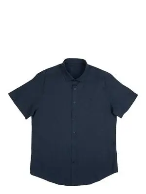 EIGHT X Essential Linen Button Short Sleeve Button Down Shirt Navy - Blue