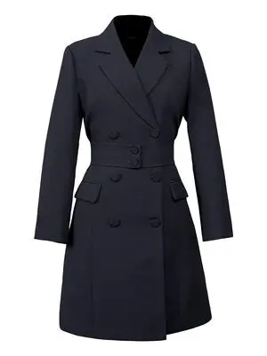 SMART AND JOY Belted Tailor Coat Navy - Blue