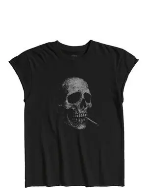 OTHER UK Smoking Skull Rocker Tee - Black