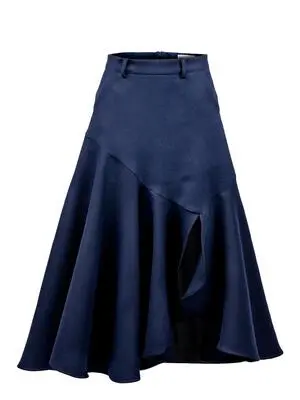 GUILLAUME ALEXANDRE Flared Midi Skirt Organic Wool - Blue