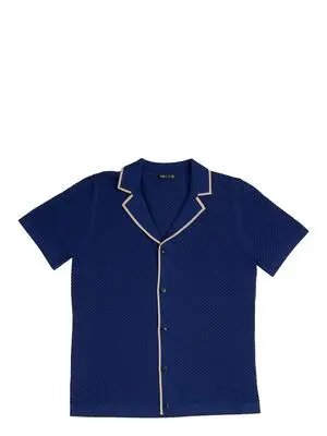 EIGHT X Essential Crochet Button Up Shirt - Blue
