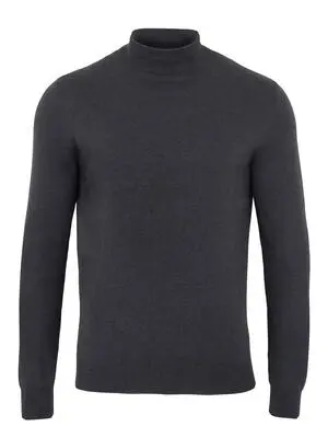 PAUL JAMES KNITWEAR Ultra Fine Cotton Mock Turtle Neck Jumper - Green