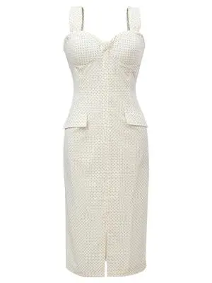 SMART AND JOY Sleeveless Sheath Dress Mini Dots Print - White