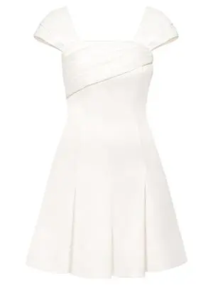 TIA DORRAINE Flared Satin Mini Dress With Gathered Bust Overlay - Pearl