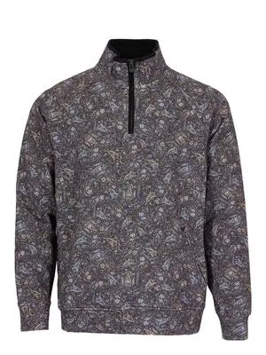 LORDS OF HARLECH Craig Madrid Paisley Quarter-zip Sweater Smoke - Grey
