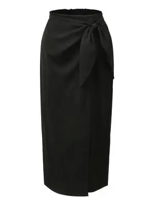 SMART AND JOY Wrap Skirt Tied On Side - Black