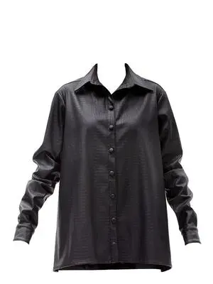 MAISON BOGOMIL Textured Faux Leather Trapeze Shirt - Black