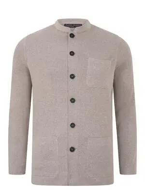 PAUL JAMES KNITWEAR Neutrals Midweight Cotton Jaipurr Knitted Nehru Jacket Natural - Orange