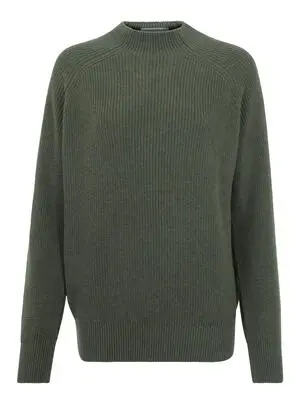 PAUL JAMES KNITWEAR Pure Cotton High Neck Raglan Jumper - Green