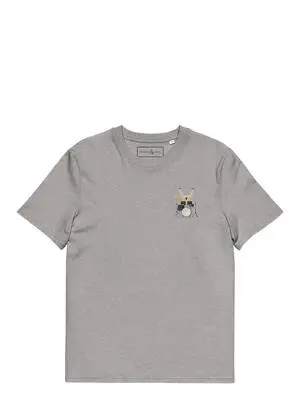 ANCHOR & CREW Heather Drummer Monkey Organic Cotton Embroidered T-shirt - Grey