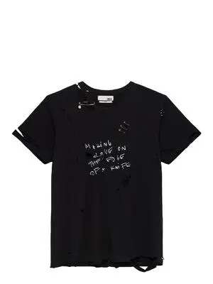 COME ON April Skies Organic Cotton Distressed T-shirt - Black