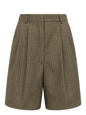 TRIONA Houndstooth Doireann Shorts - Green