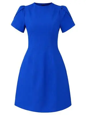 GIRL IN MIND Ami Tulip Sleeve High Neck Mini Dress Cobalt - Blue