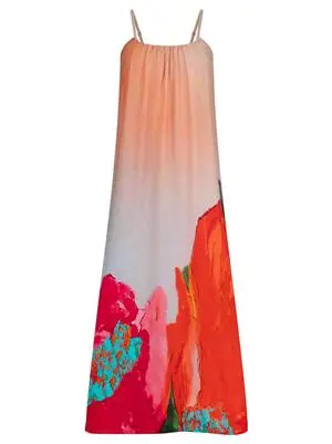 DHARA SHETH, DUBAI Coral Mirage Floral Spaghetti Strap Maxi Dress - & Multicolor